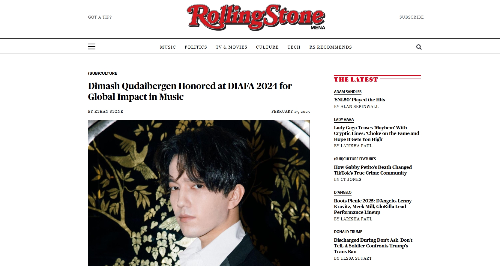 Известный журнал ROLLING STONE опубликовал статью о Димаше Кудайбергене